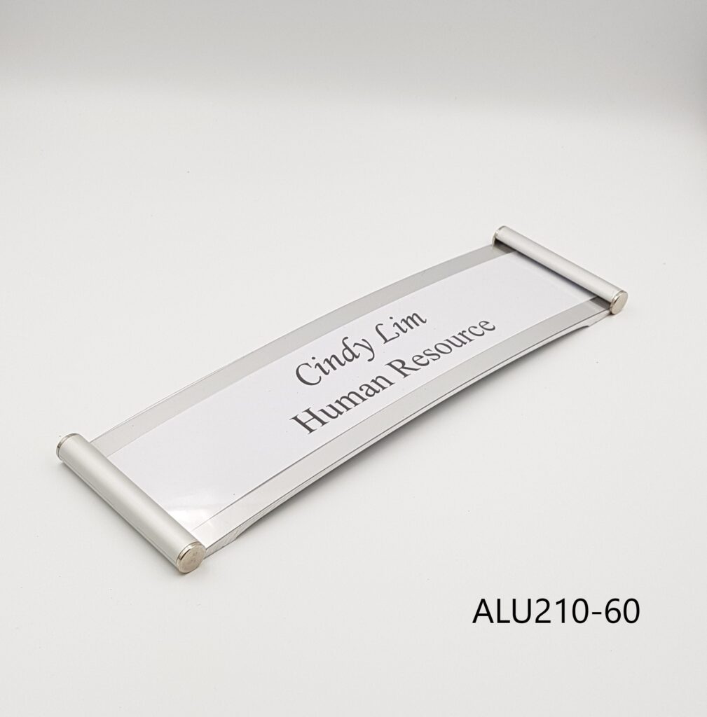 ALUMINIUM CURVED SIGNS WITH INOX TABS FOR DOORS/WALLS AND WORKSTATIONS ...